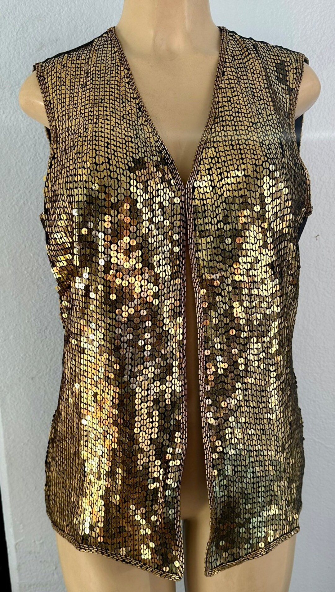 Sequin Vest Gold - Etsy