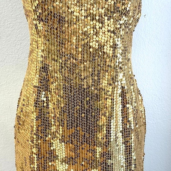 Gold Sequin Dress - Etsy