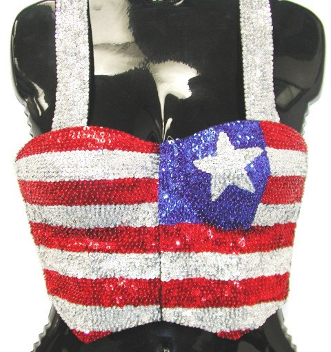 Sequin Bustier Halter Top USA 2 - Etsy