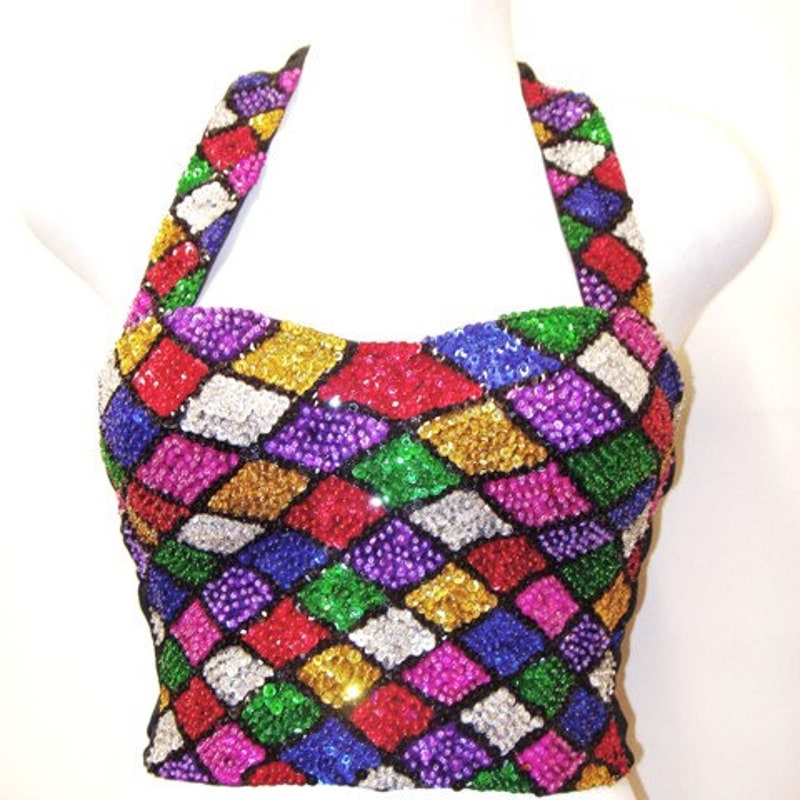 Rainbow Sequin Top - Etsy