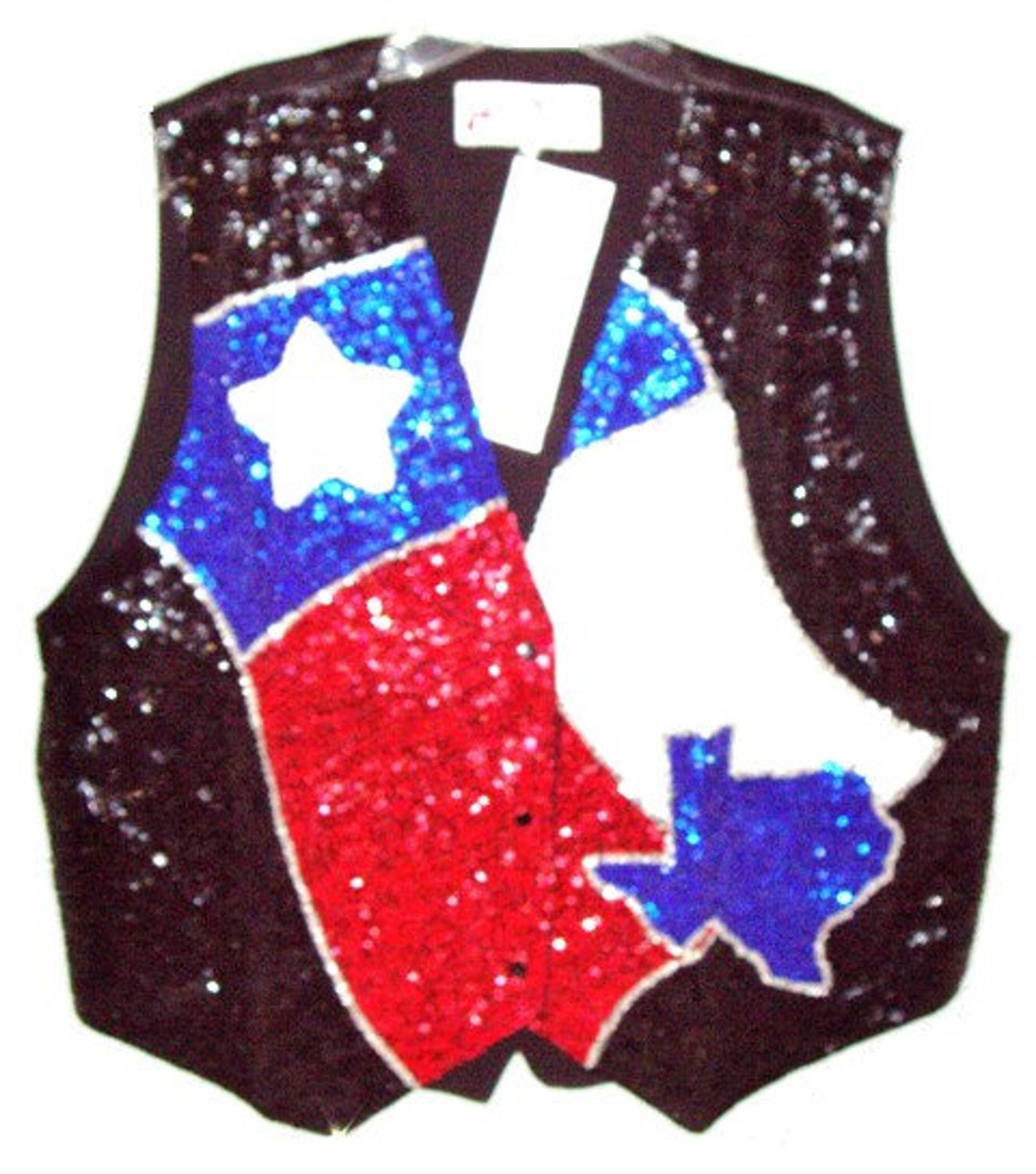 Sequin Vest TEXAS FLAG With MAP - Etsy