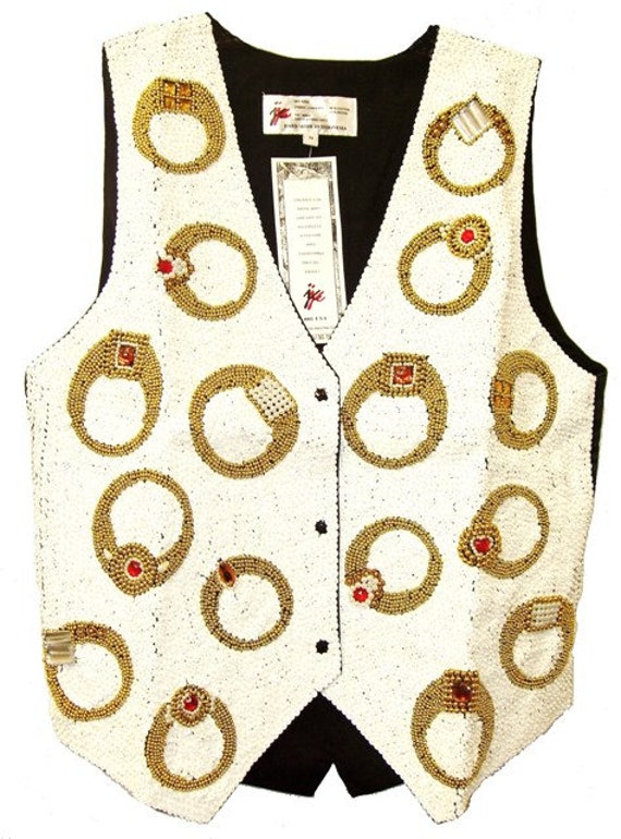 Sequin Vest WHITE with GOLD RINGS | Etsy
