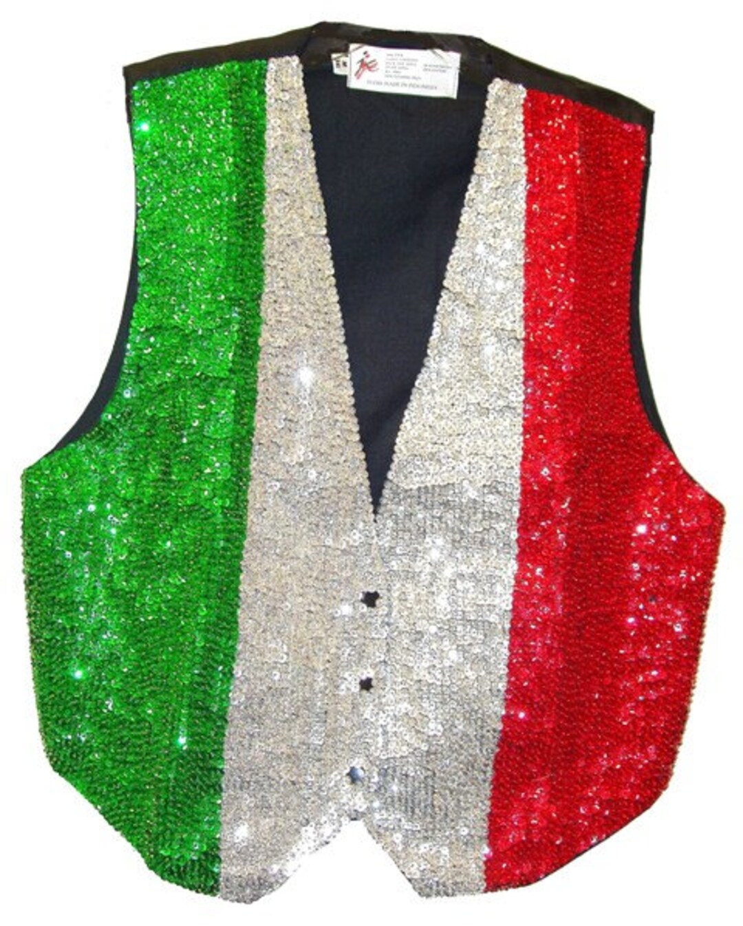 Sequin Vest ITALIAN FLAG Silver (size M Only) - Etsy