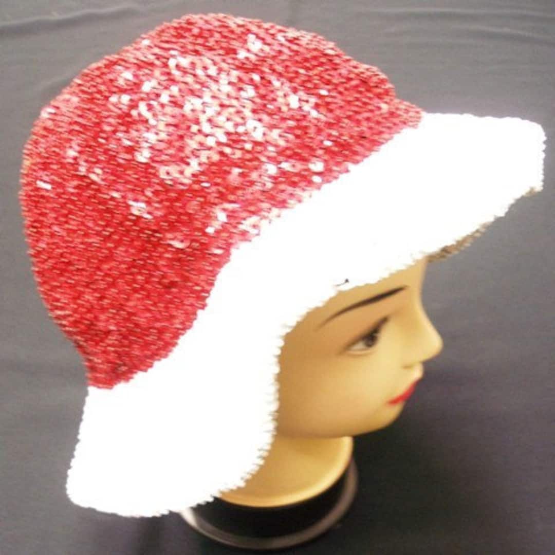 Sequin Flipper Boat Sun Hat RED W/white Brim - Etsy