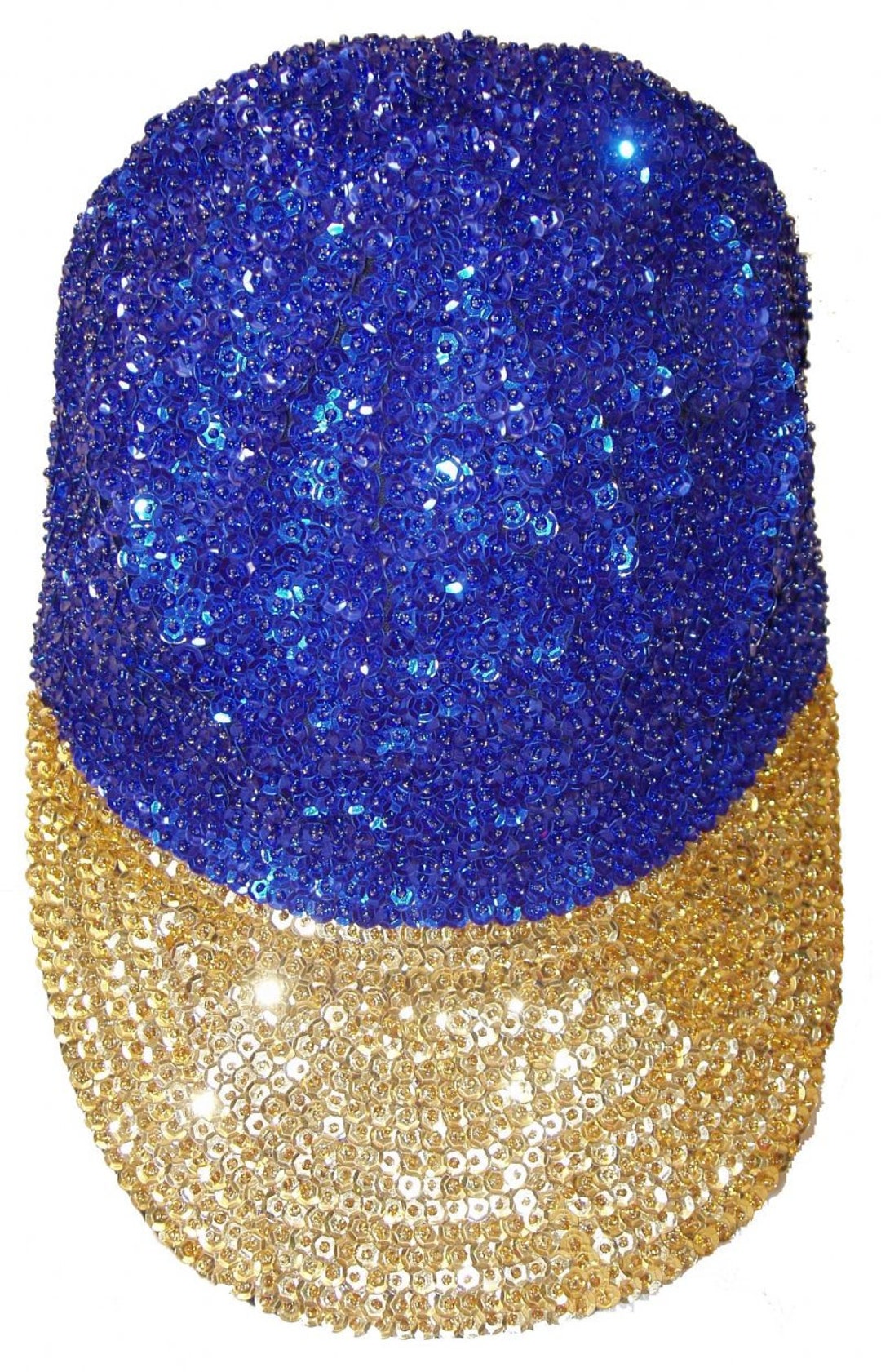 Sequin Baseball Cap BLUE With GOLD BRIM - Etsy