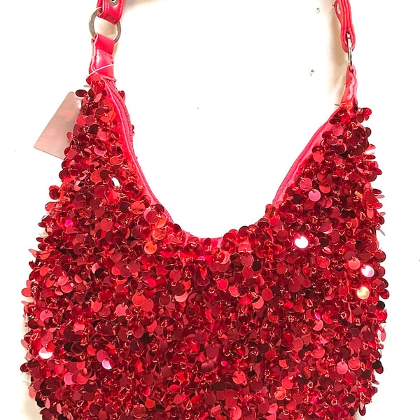 Red Sequin Handbag - Etsy
