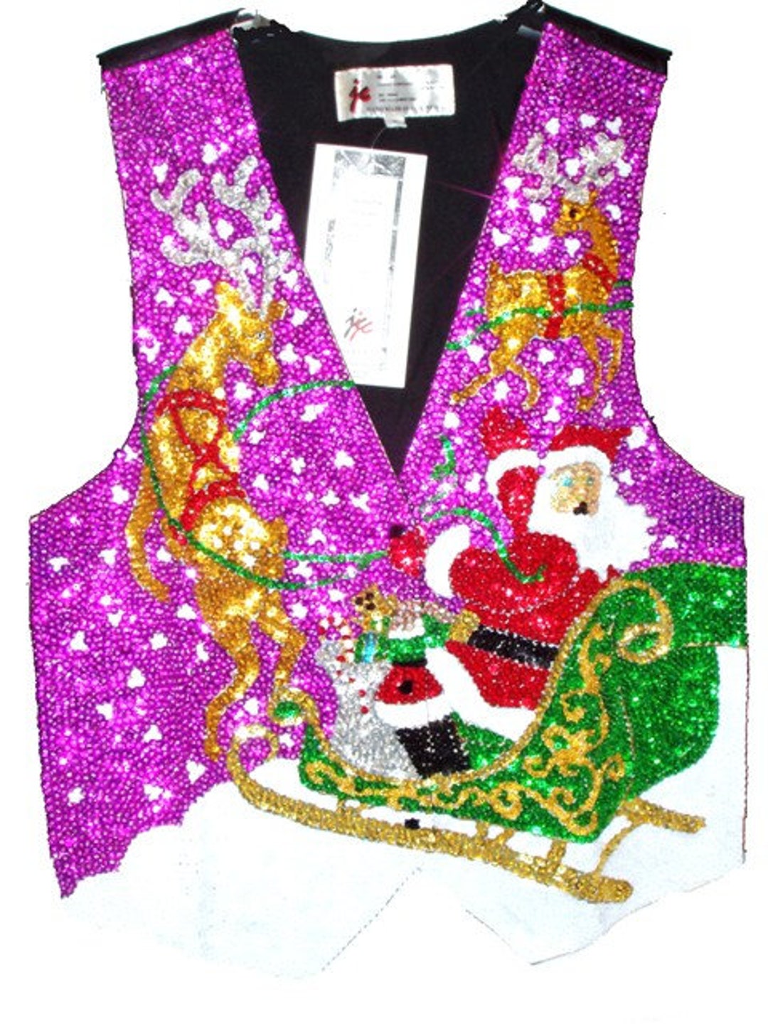 Sequin Vest SANTA'S SLEIGH PURPLE - Etsy
