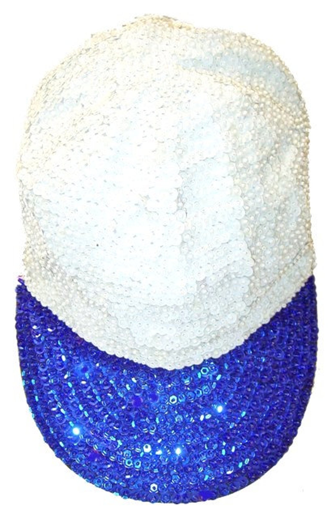 Sequin Baseball Cap WHITE With BLUE BRIM - Etsy