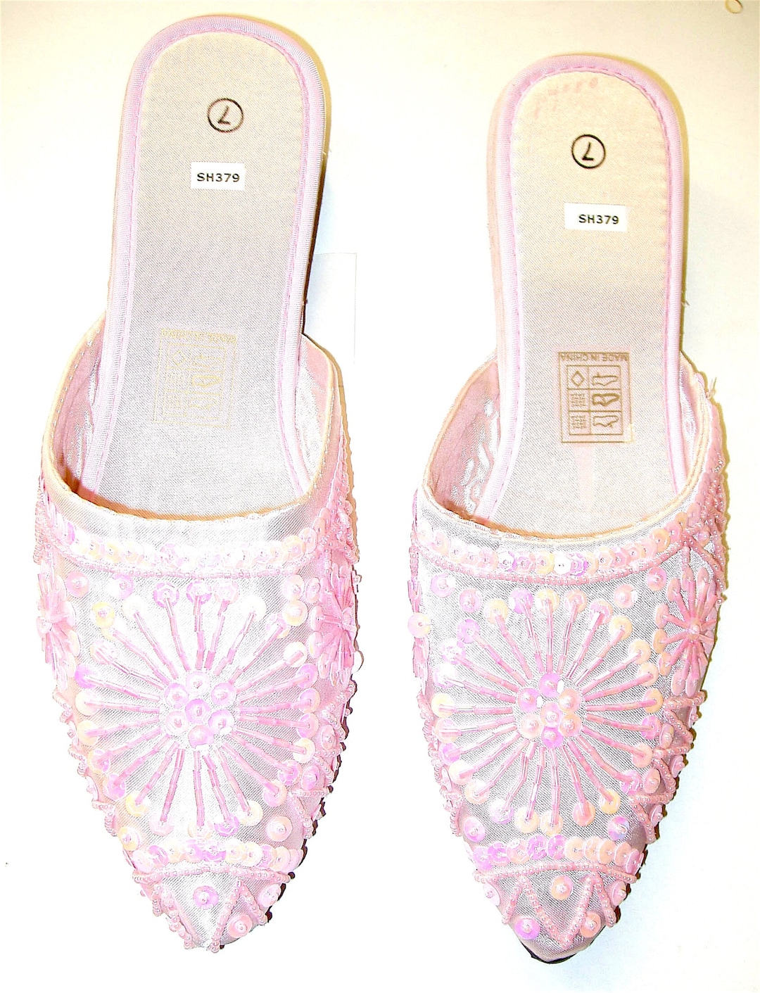 Sequin Satin Beaded Flippers PINK - Etsy