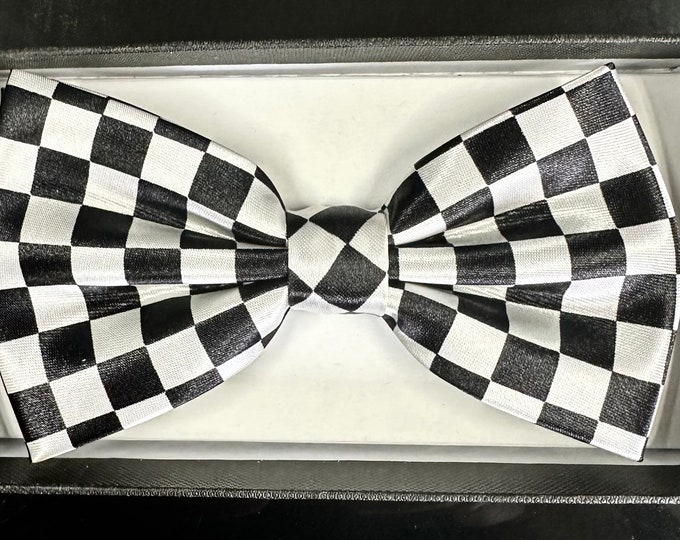 Bow Tie BLACK WHITE CHECKERED Adult Unisex (pack of 4 Bow Ties) - Etsy