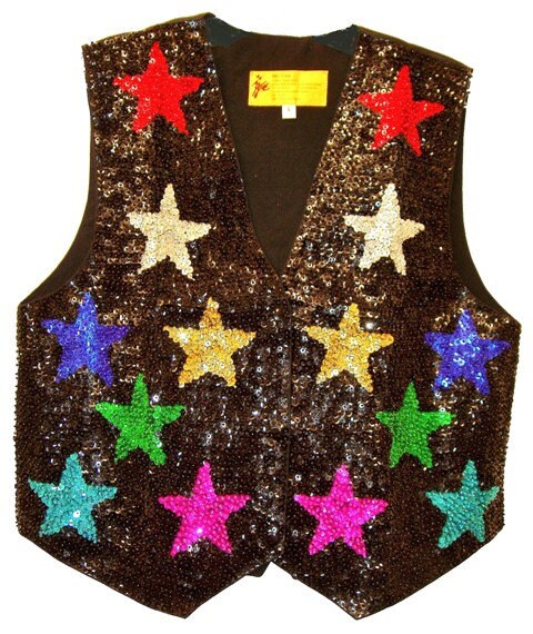 Sequin Vest BLACK W/color STARS - Etsy