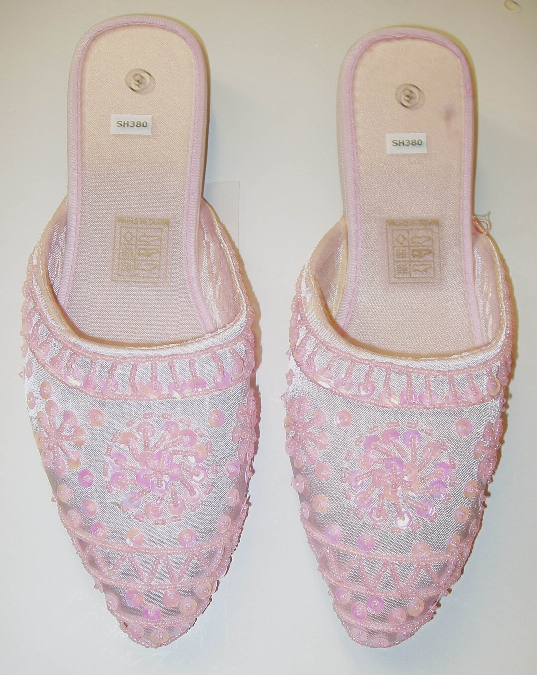 Sequin Satin Beaded Flippers PINK - Etsy