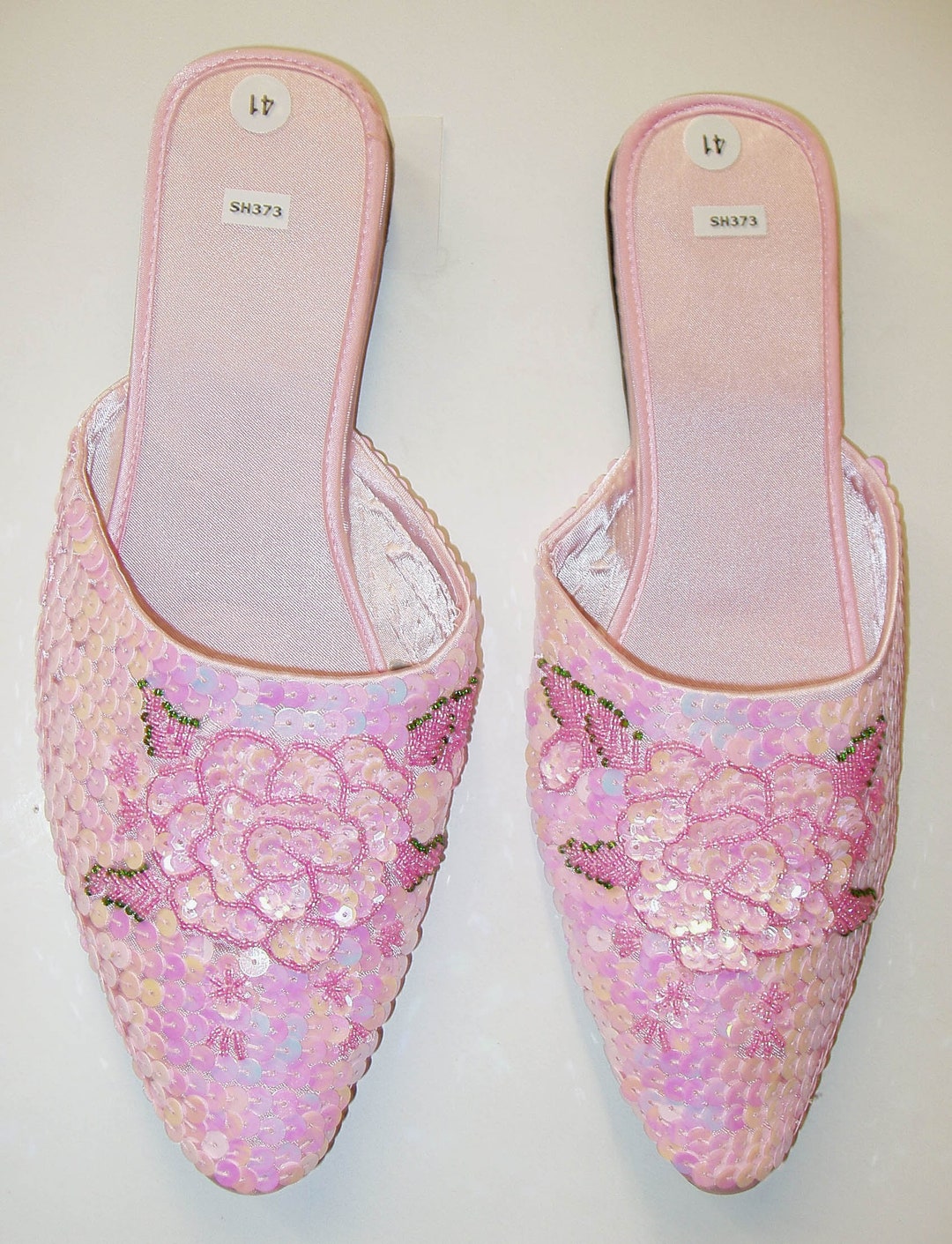 Sequin Satin Beaded Flippers PINK - Etsy