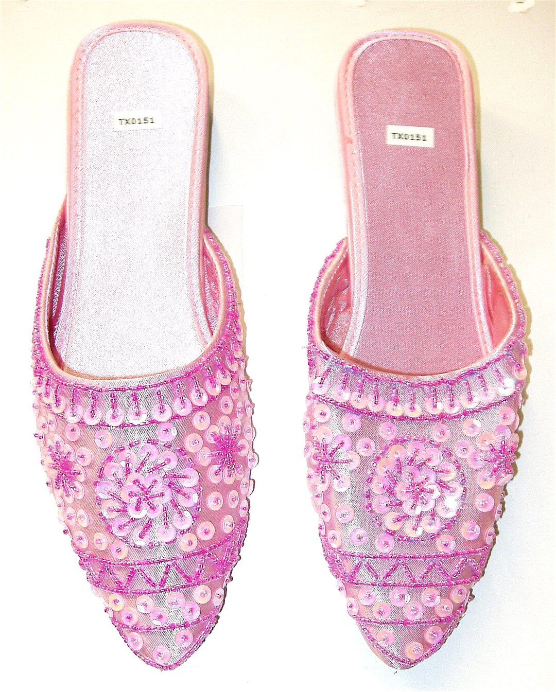 Sequin Satin Beaded Slippers PINK - Etsy