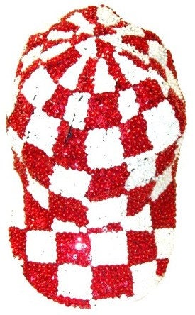 Sequin Baseball Cap RED WHITE CHECKERED - Etsy