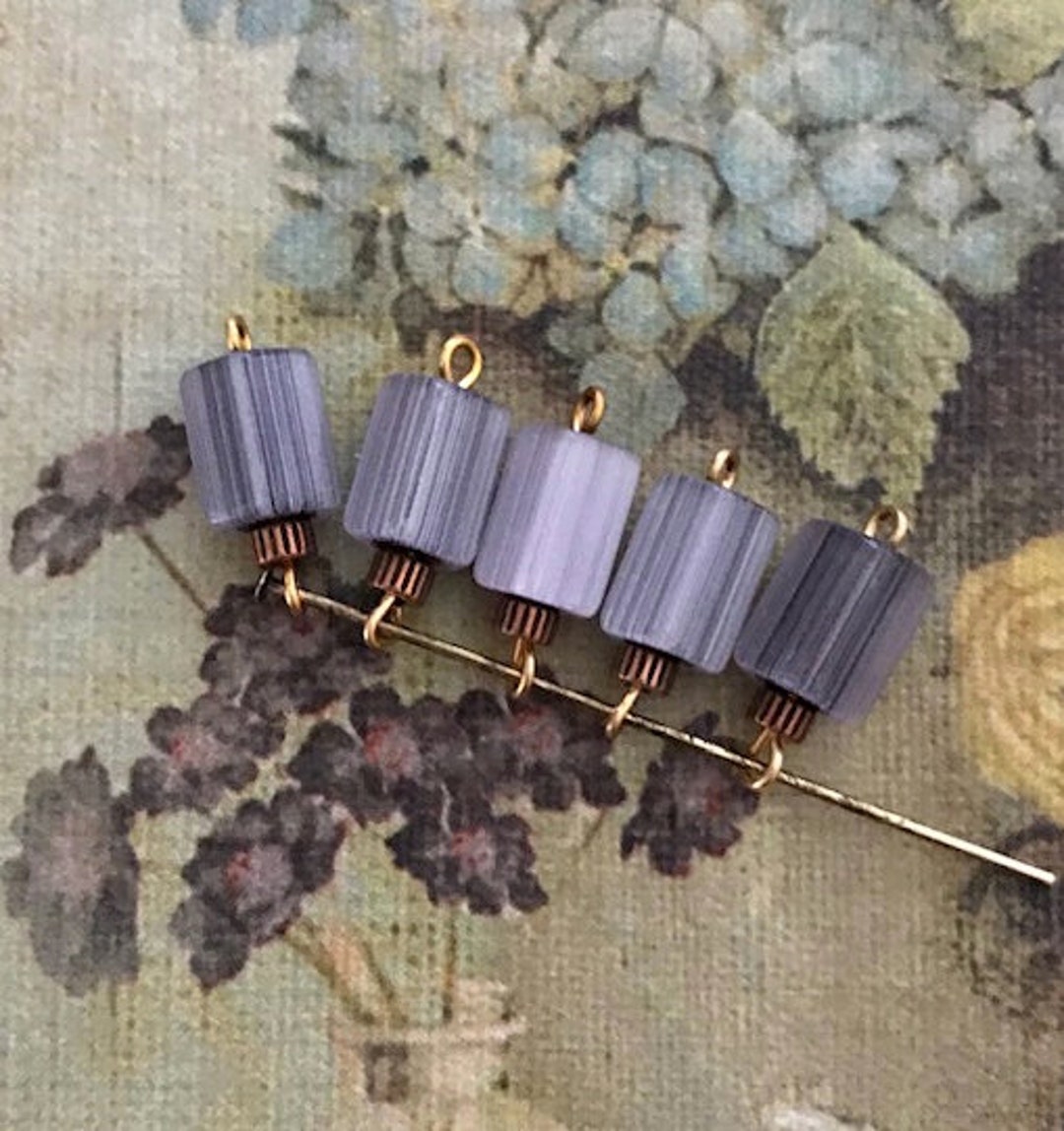 5 Vintage Tube Connector With Brass Loops, Chez Glass Beads, Tube Beads ...