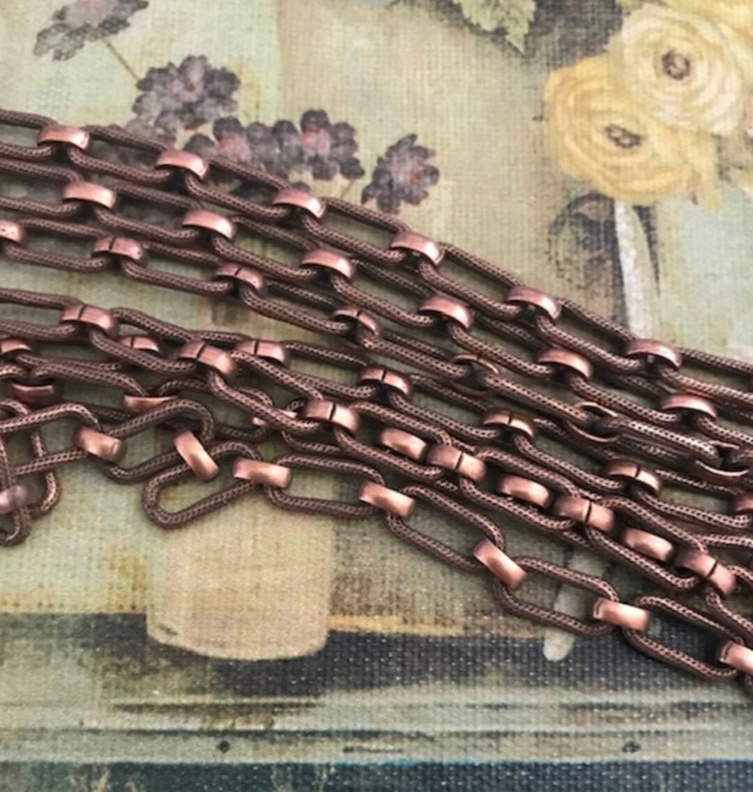 Vintage Textured Long and Short Chain, Copper Ox Chain, Heavy Brass ...