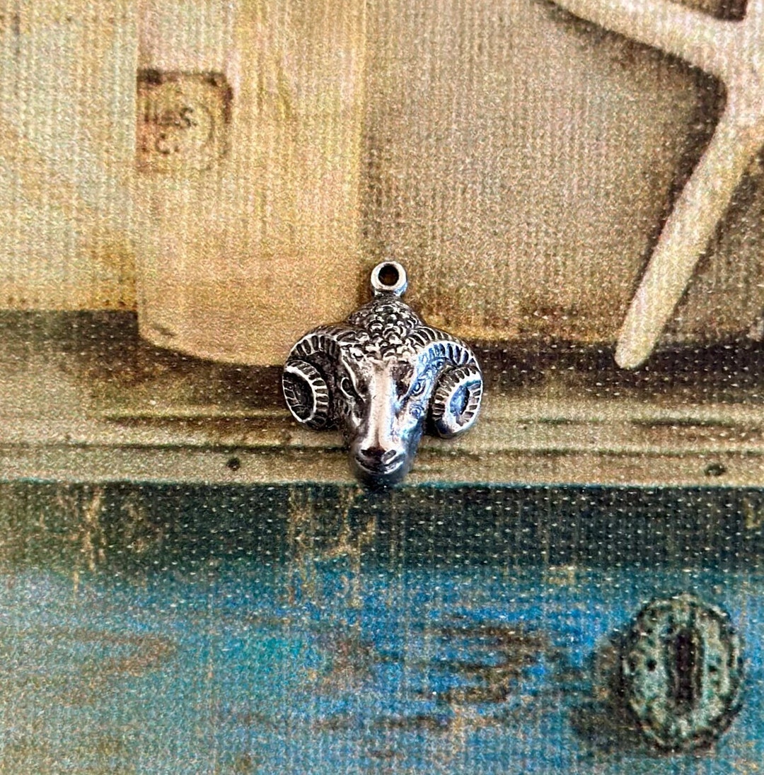 Vintage Ram Charm, Vintage Brass Charm, Silver Sheep Charm, Made in USA ...