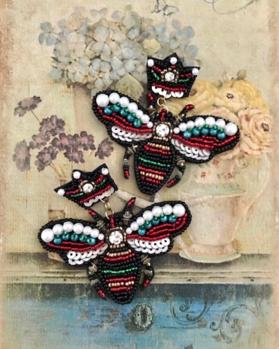 Embellished Bug Earring Handmade Beaded Bug Earring Seed - Etsy UK