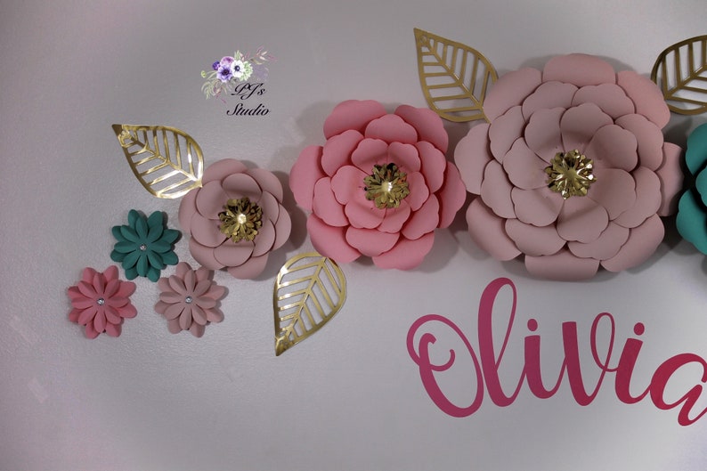 Paper Flowers Nursery Name Sign Baby Name Sign Girls Name Sign | Etsy