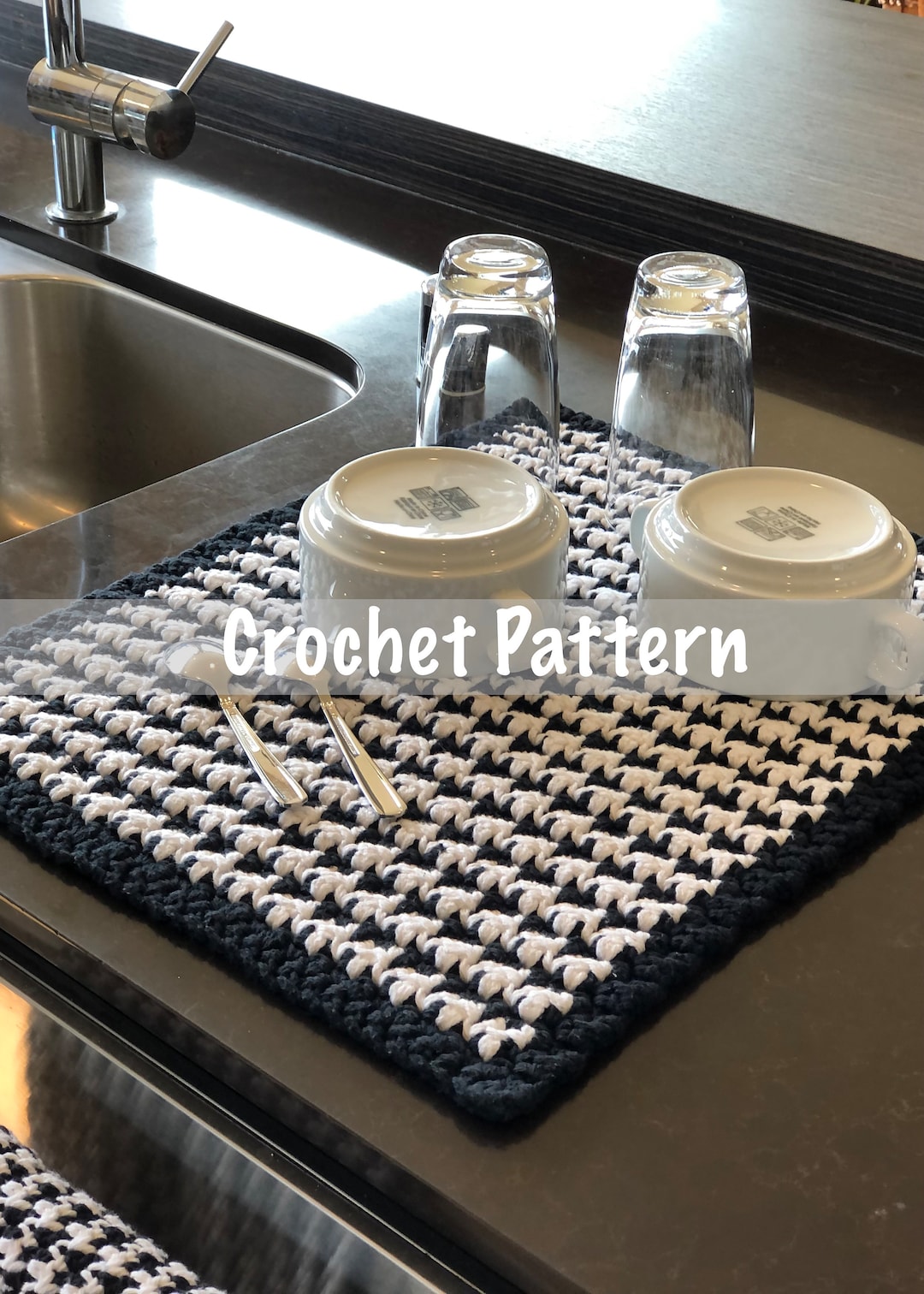 Crochet Pattern | Houndstooth Drying Mat Pattern | Drying Mat Pattern ...