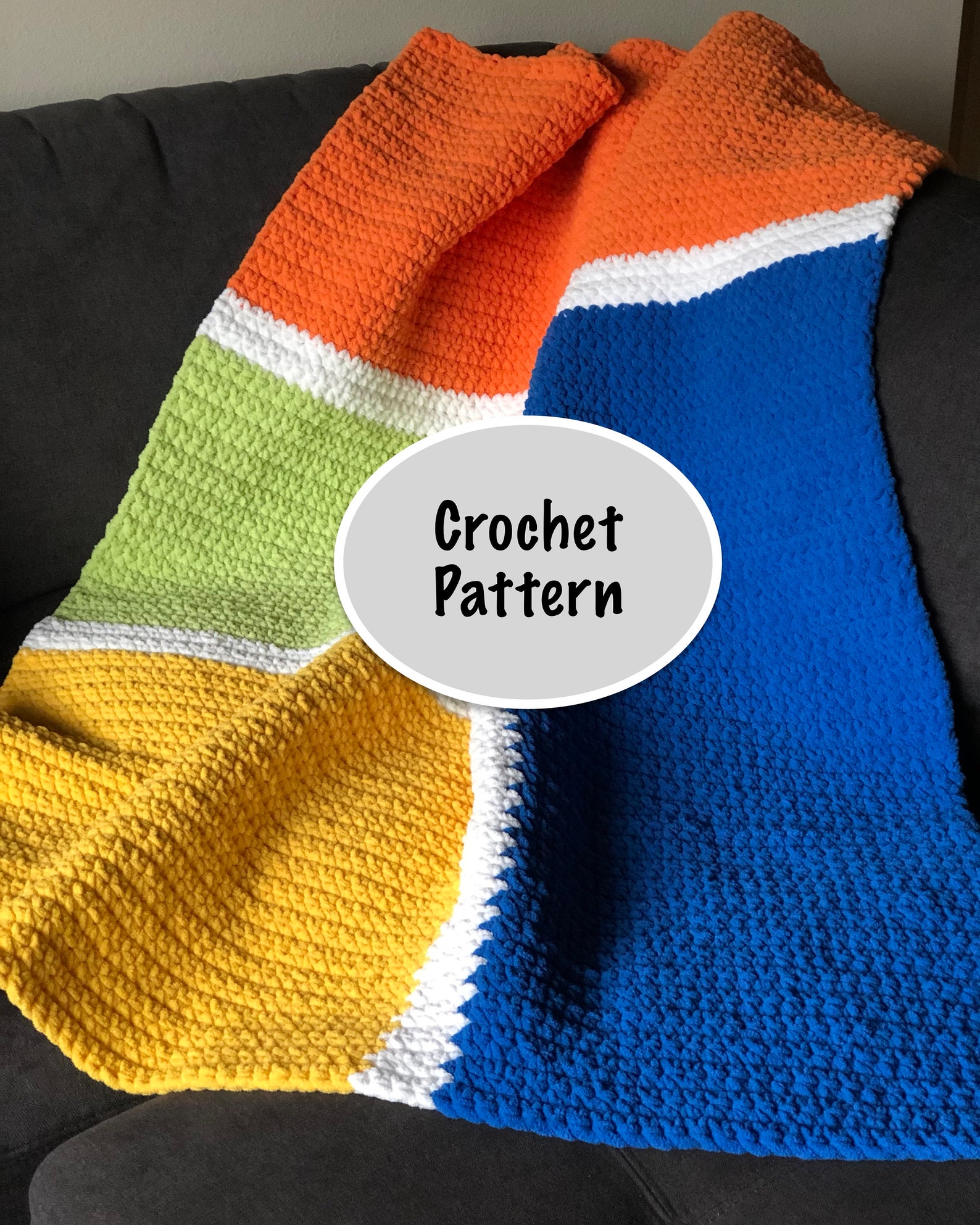 Color Block Brights Blanket Pattern | Etsy