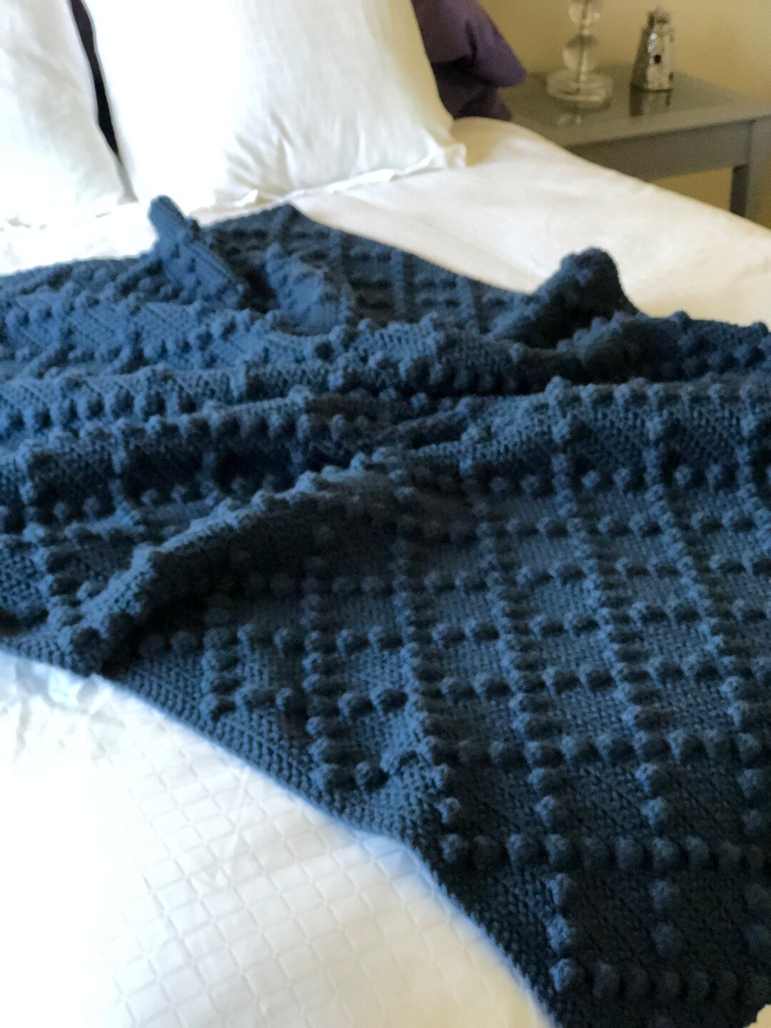 Diamond Bobble Afghan Made to Order Crochet Textured Blanket Diamond ...