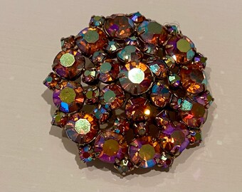 Vintage Rare Styled of JULIANNA Midnight Blue AB Crystals Swedge Brooch ...