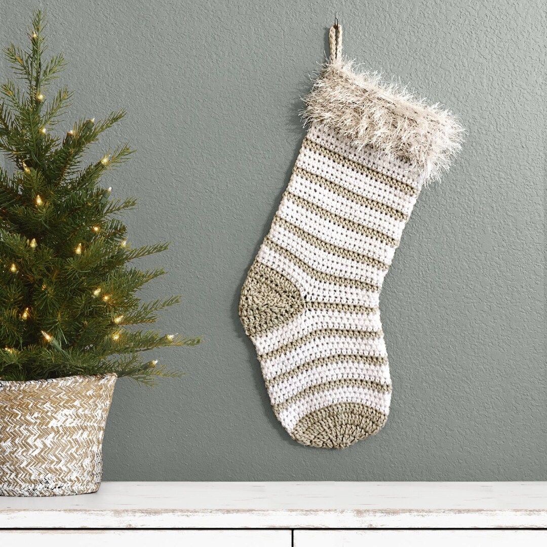 Crochet Striped Stocking Pattern • Christmas Sock Patterns • Christmas ...