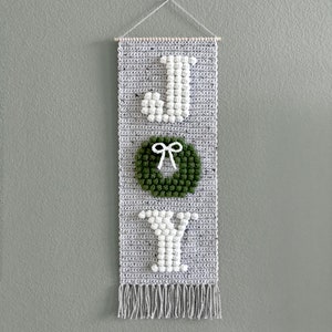 Crochet Joy Wall Hanging Pattern • Christmas Wreath Holiday Crochet ...