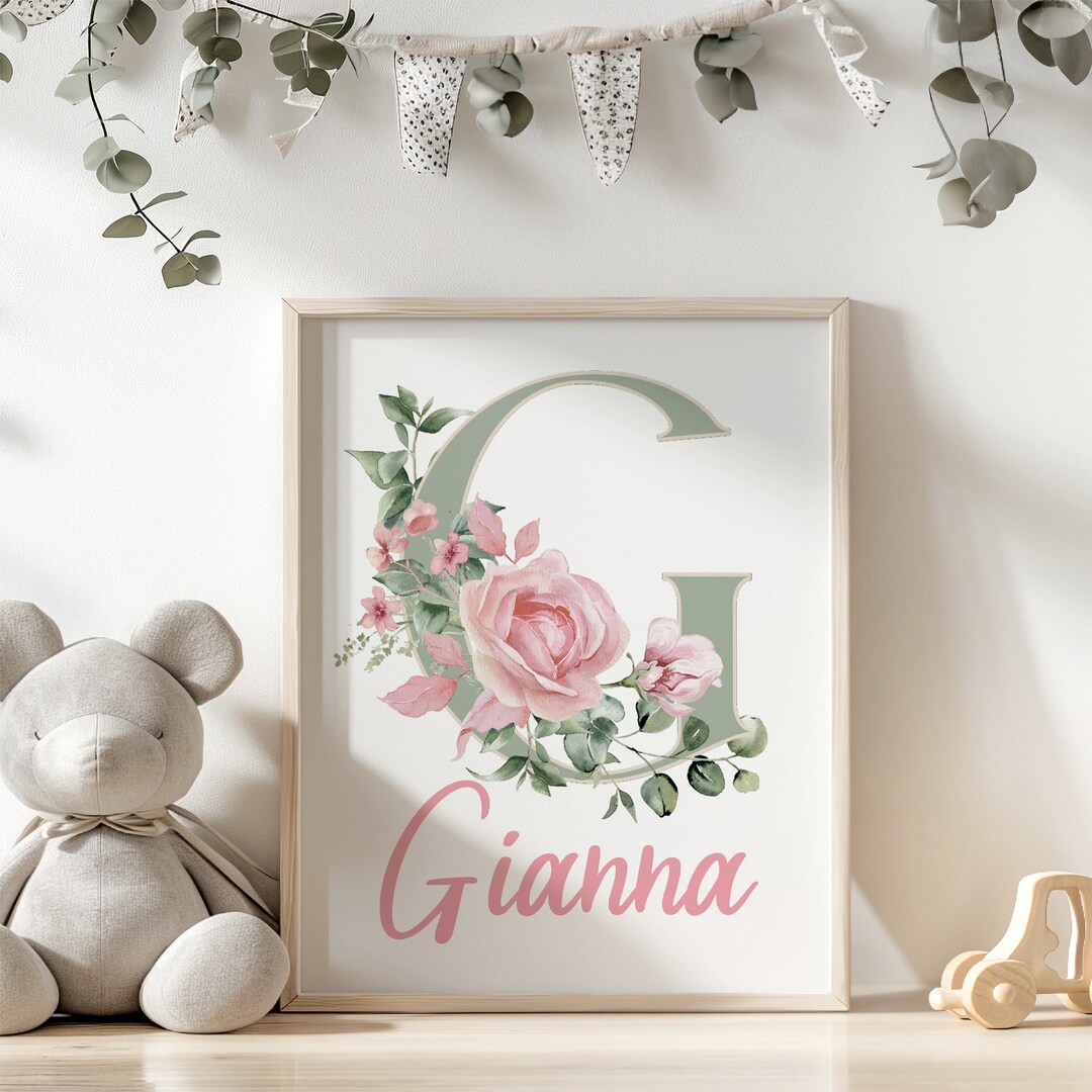 Personalized Name Roses Wall Art, Watercolor Roses Print, Custom ...