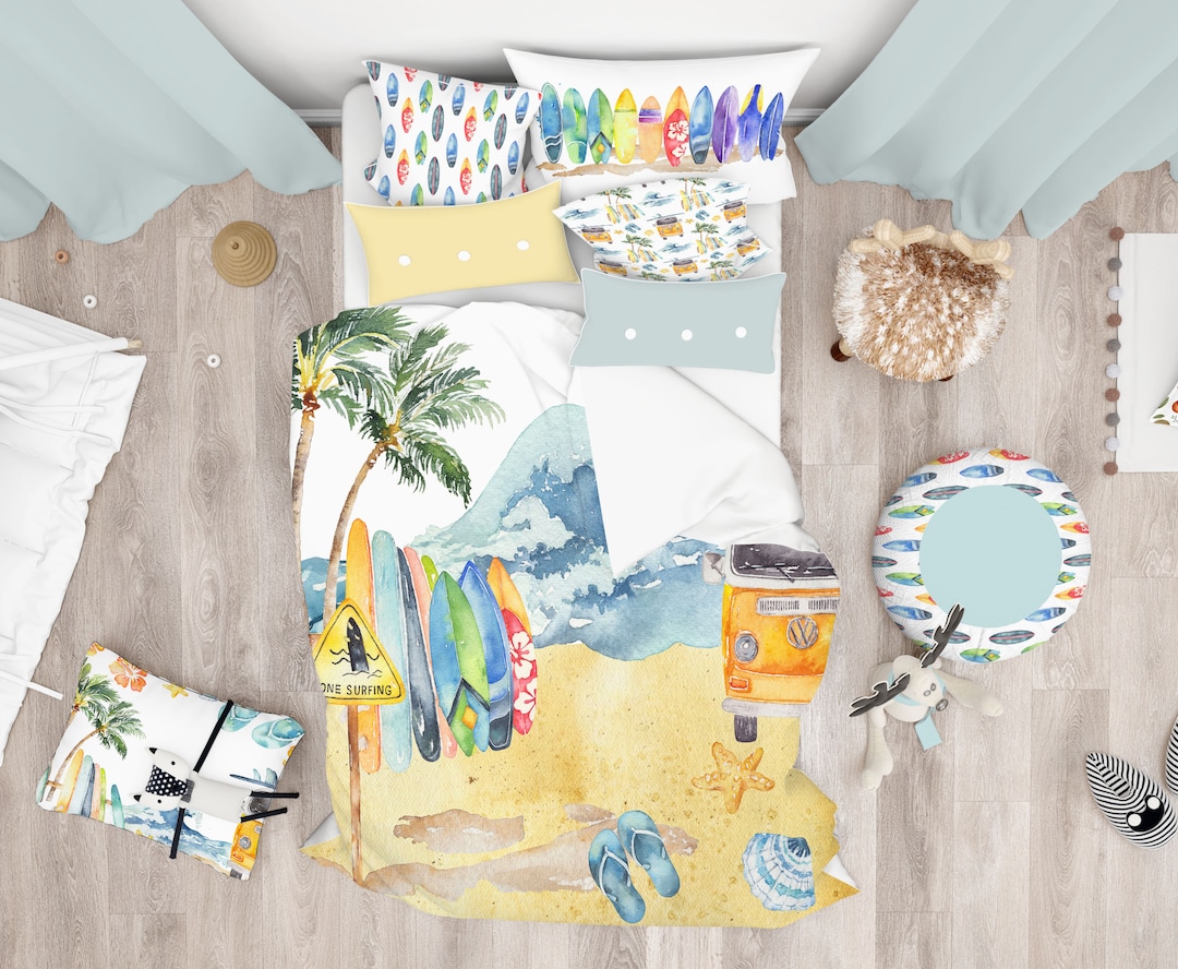 Surf Comforter, Surfing Bedding Set, Beach Comforter, Surfboard ...