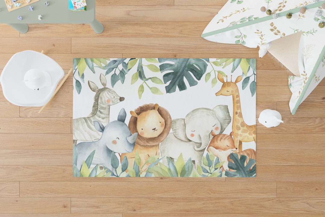 Safari Nursery Rug, Jungle Nursery Rug, Safari Animals Nursery Decor ...