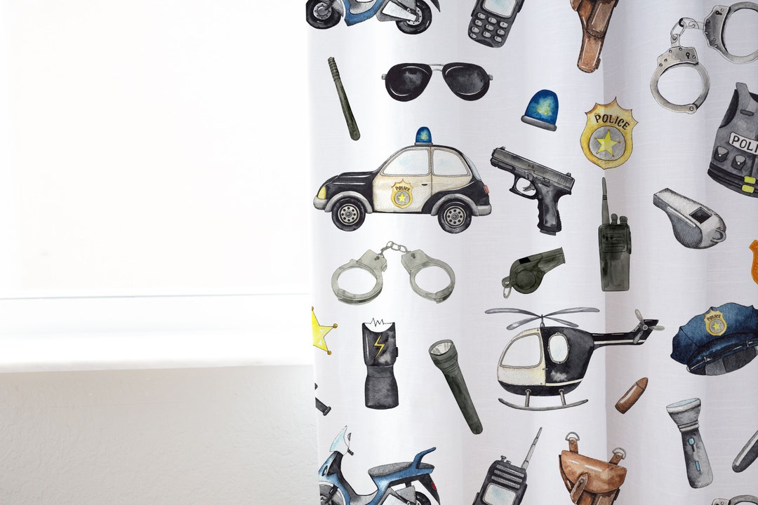Police Curtain, Single Panel, Police Nursery Decor, Policeman Curtain ...