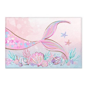 Little Mermaid Rug, Pink Mermaid Nursery Decor, Mermaid Room Decor ...