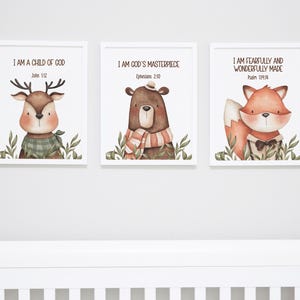Woodland Bible Verse Art, Christian Nursery Decor, Woodland Nursery Art ...