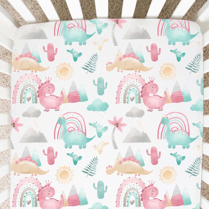 Girl Dinosaur Crib Bedding - Etsy