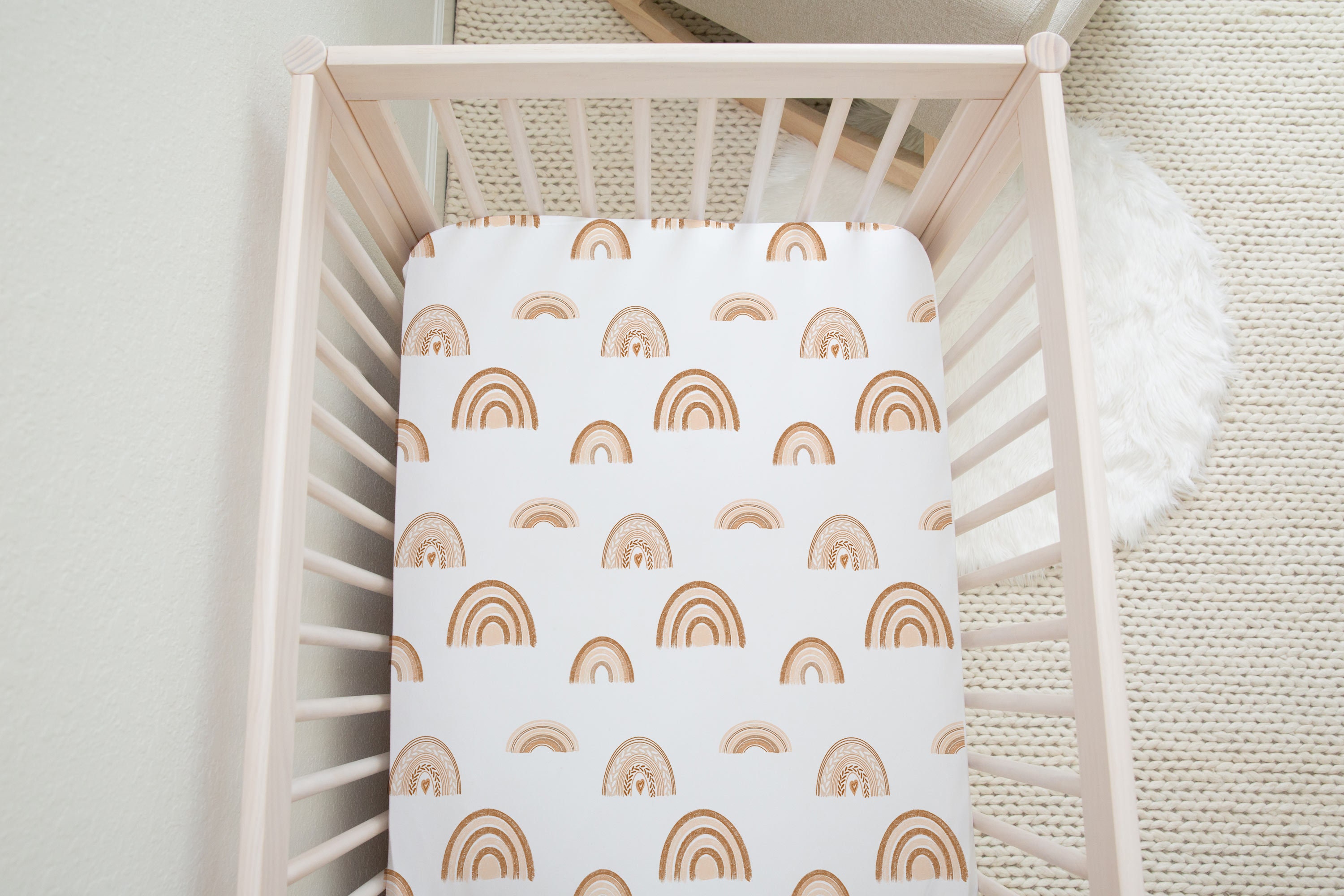 Earthy Rainbow Crib Sheet Neutral Rainbow Nursery Bedding | Etsy