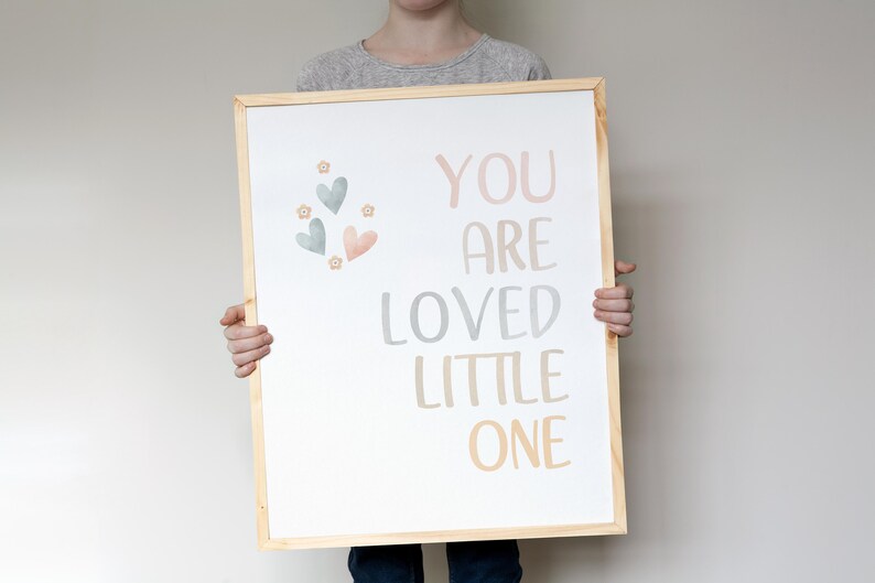 You Are Loved Little One Nursery Wall Art, Rainbow Nursery Decor Girl ...