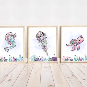 Under the Sea Nursery Girl Prints, Ocean Girls Room Wall Art, Sea Girl ...