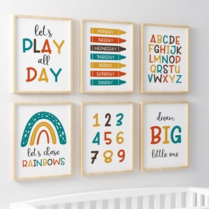 Kids Playroom Wall Decor, Children's Wall Art, Set 6 PRINTABLE Art ...