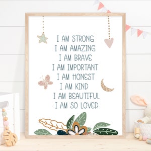 Positive Affirmations Prints, Modern Nursery Art, Rainbow Nursery Decor ...