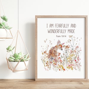 Bible Verse Wall Art, Fearfully and Wonderfully Made Print, Christian ...