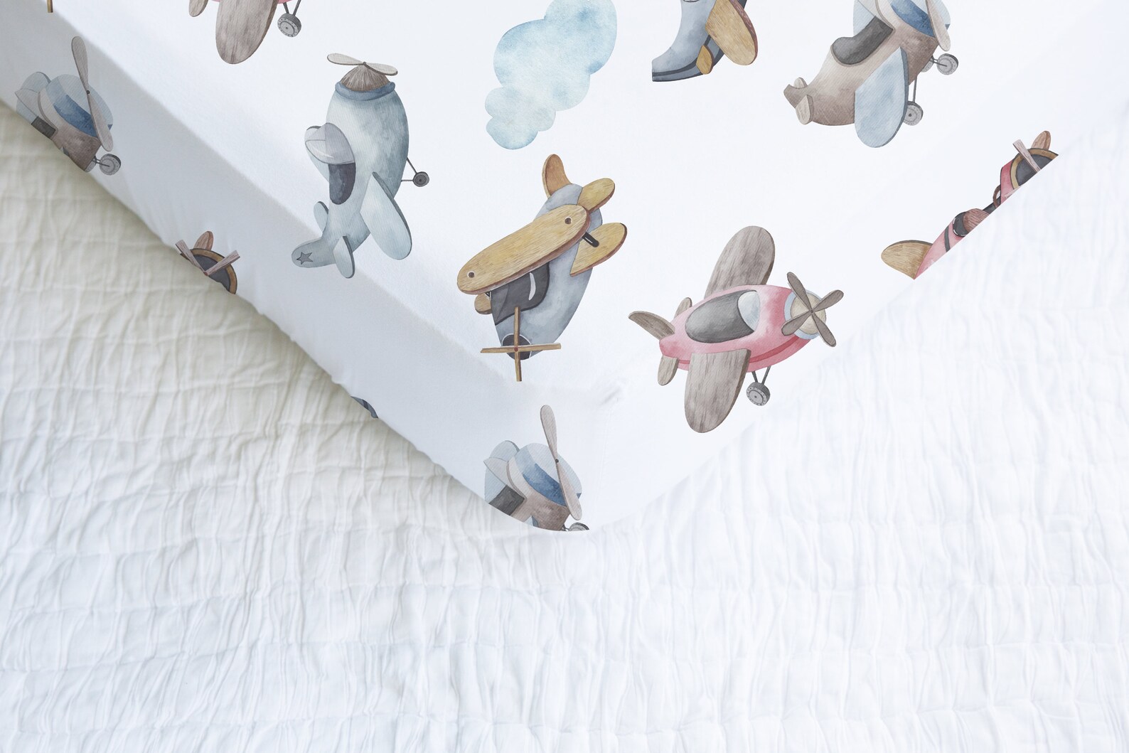 Airplanes Crib Sheet, Aviator Nursery Bedding, Airplanes Crib Bedding ...