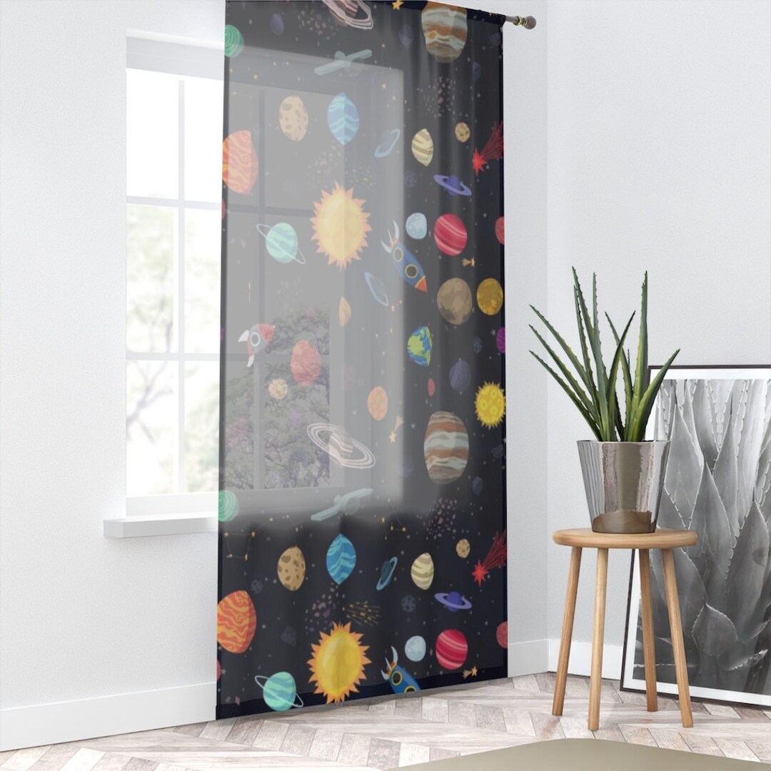 Space Curtain, Space Nursery Decor, Solar System Curtains, Space Boy ...
