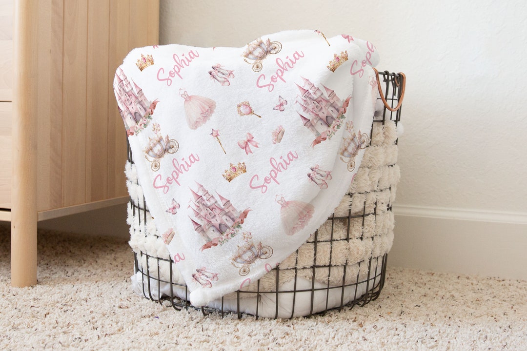 Personalized Princess Blanket, Pink Castle Baby Blanket, Fairy Blanket ...