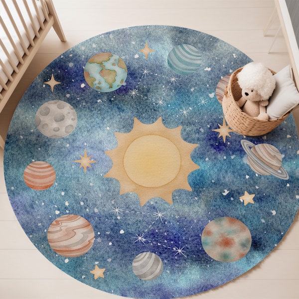 Solar System Space Rug - Etsy