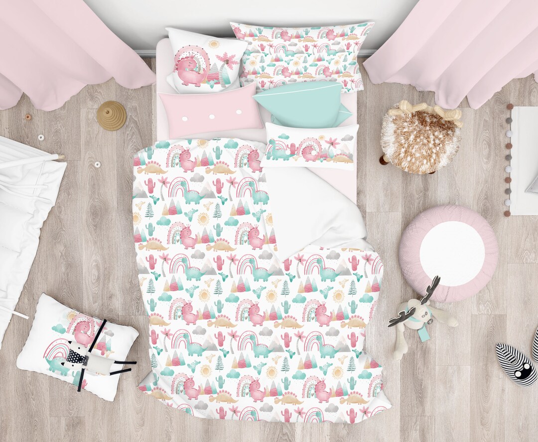 Pink Dinosaur Comforter, Girl Dinosaur Comforter, Dinosaur Bedding ...