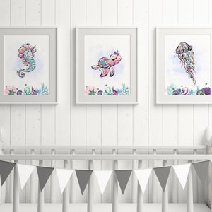 Under the Sea Nursery Girl Prints, Ocean Girls Room Wall Art, Sea Girl ...