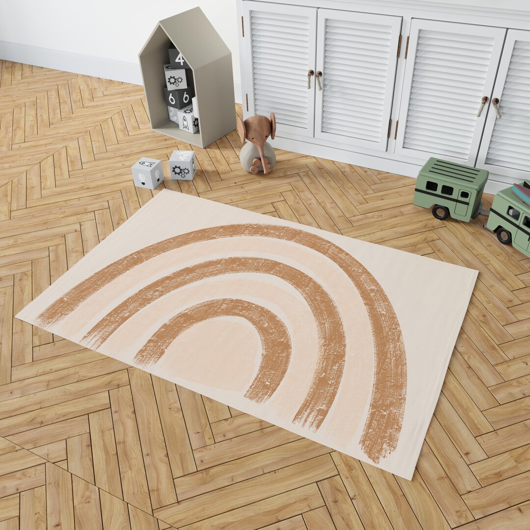 Earthy Rainbow Rug Nursery, Gender Neutral Nursery Rug, Kids Play Room ...
